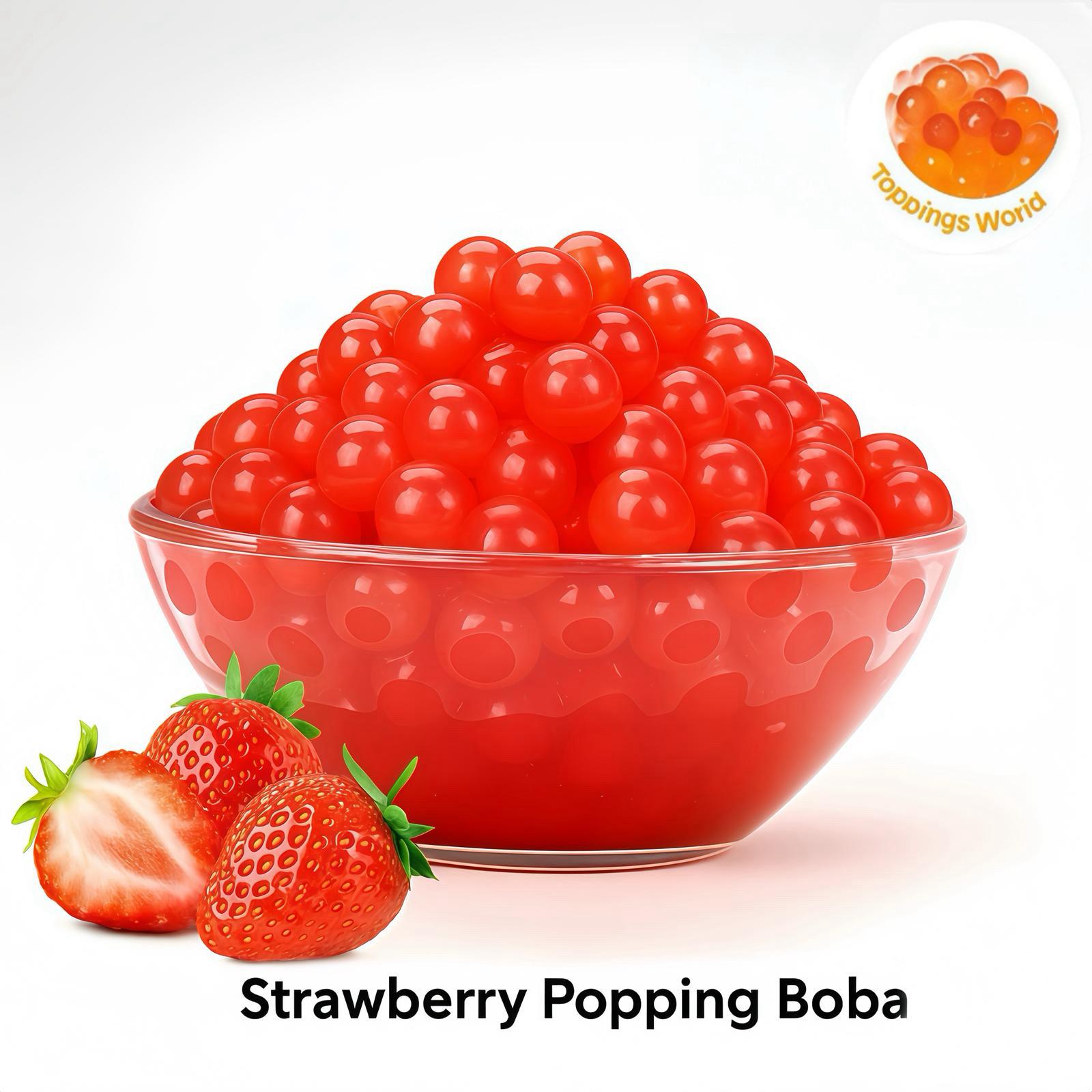 Strawberry Popping Boba (3.2kg) – Toppings World